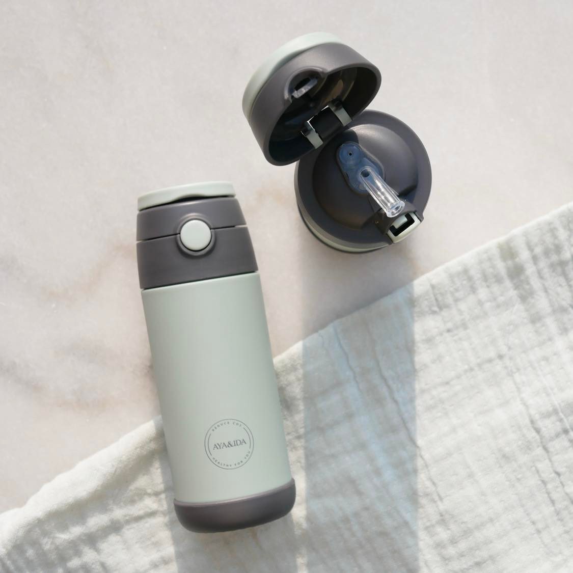 Aya&Ida Kids Straw Bottle Mint Green 350 ml